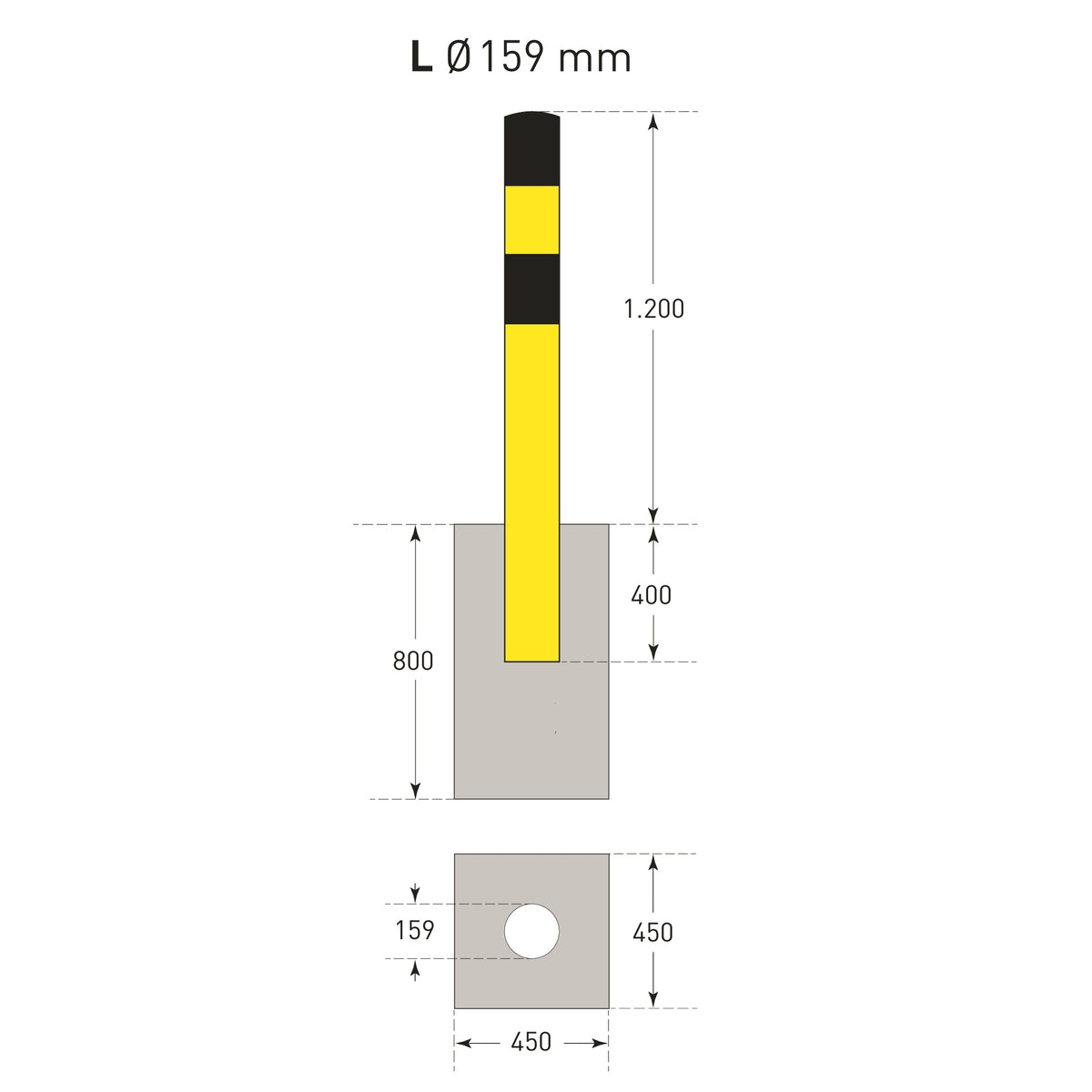Black Bull Heavy Duty Bollard L - 159mm Ø | Pittman
