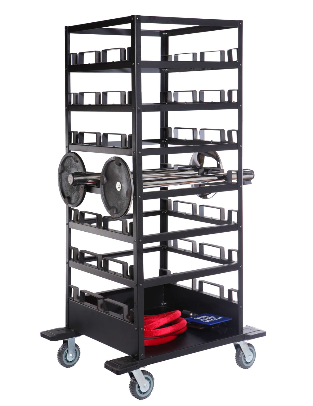 21 Post Horizontal Belt Barrier Storage Cart | Pittman