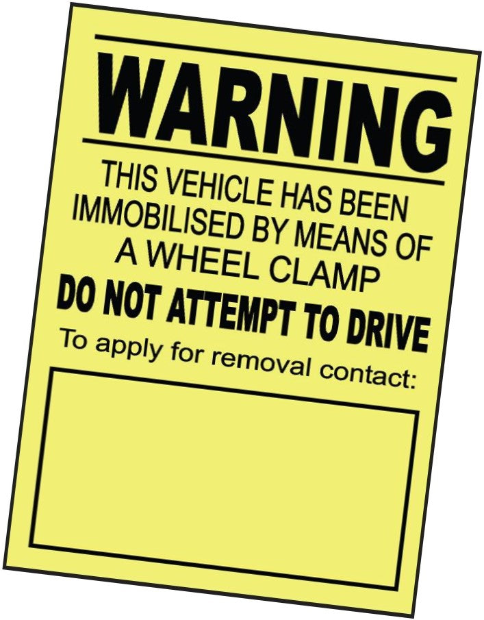 Wheel Clamp Warning Sticker Yellow | Pittman