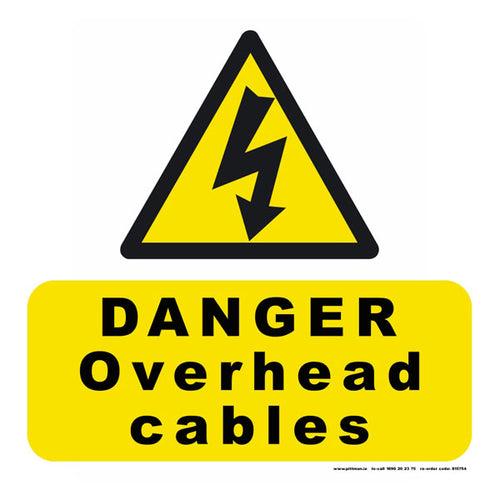 Danger Overhead cables Safety Sign | Pittman