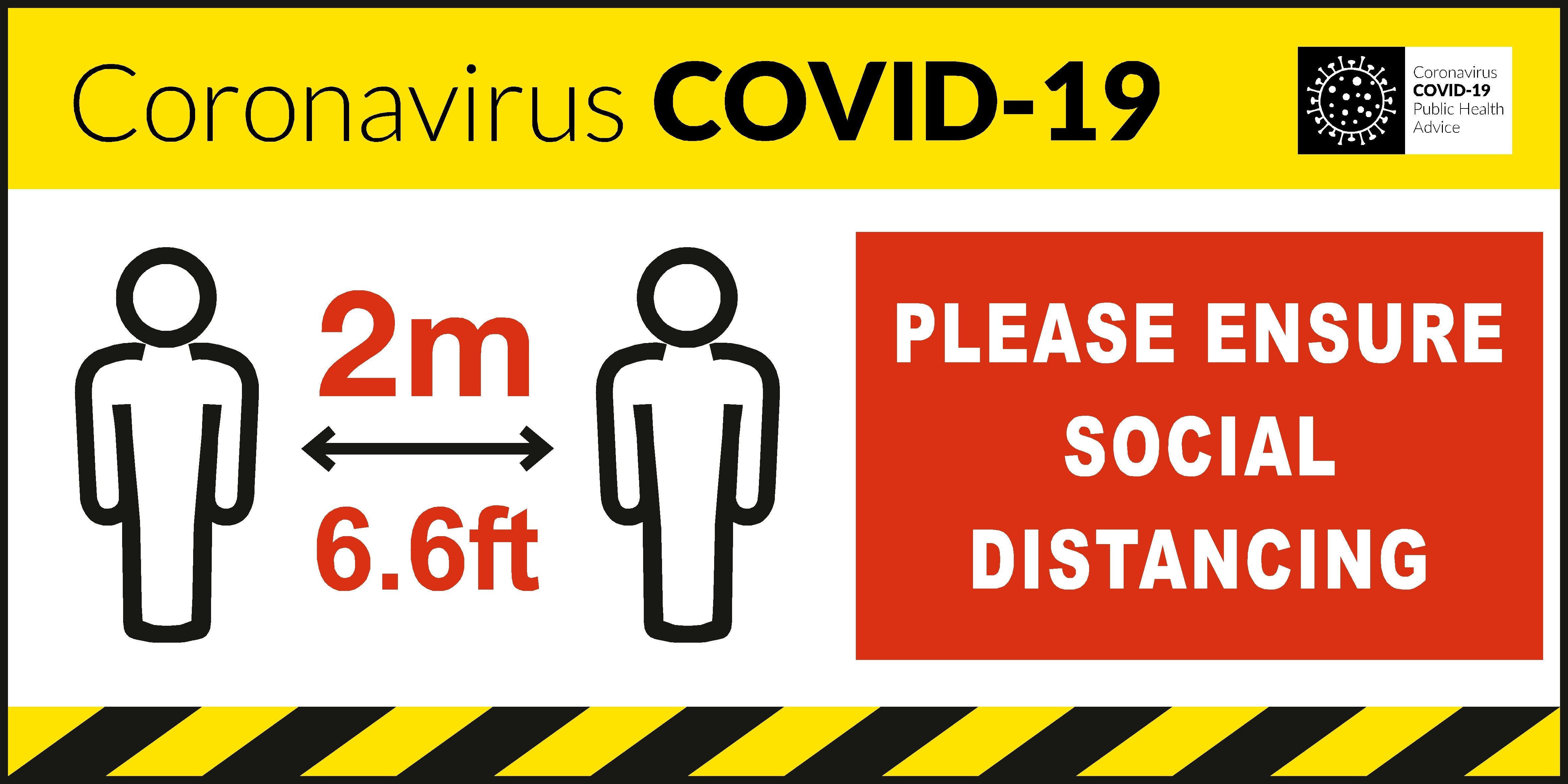 Please Ensure Social Distancing Covid-19 Safety Sign